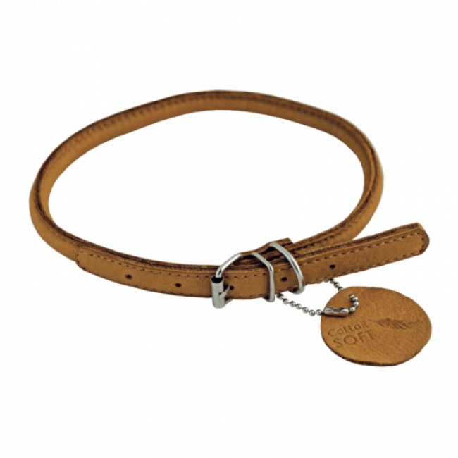 Collier marron en cuir rond pour chien Chapuis Sellerie